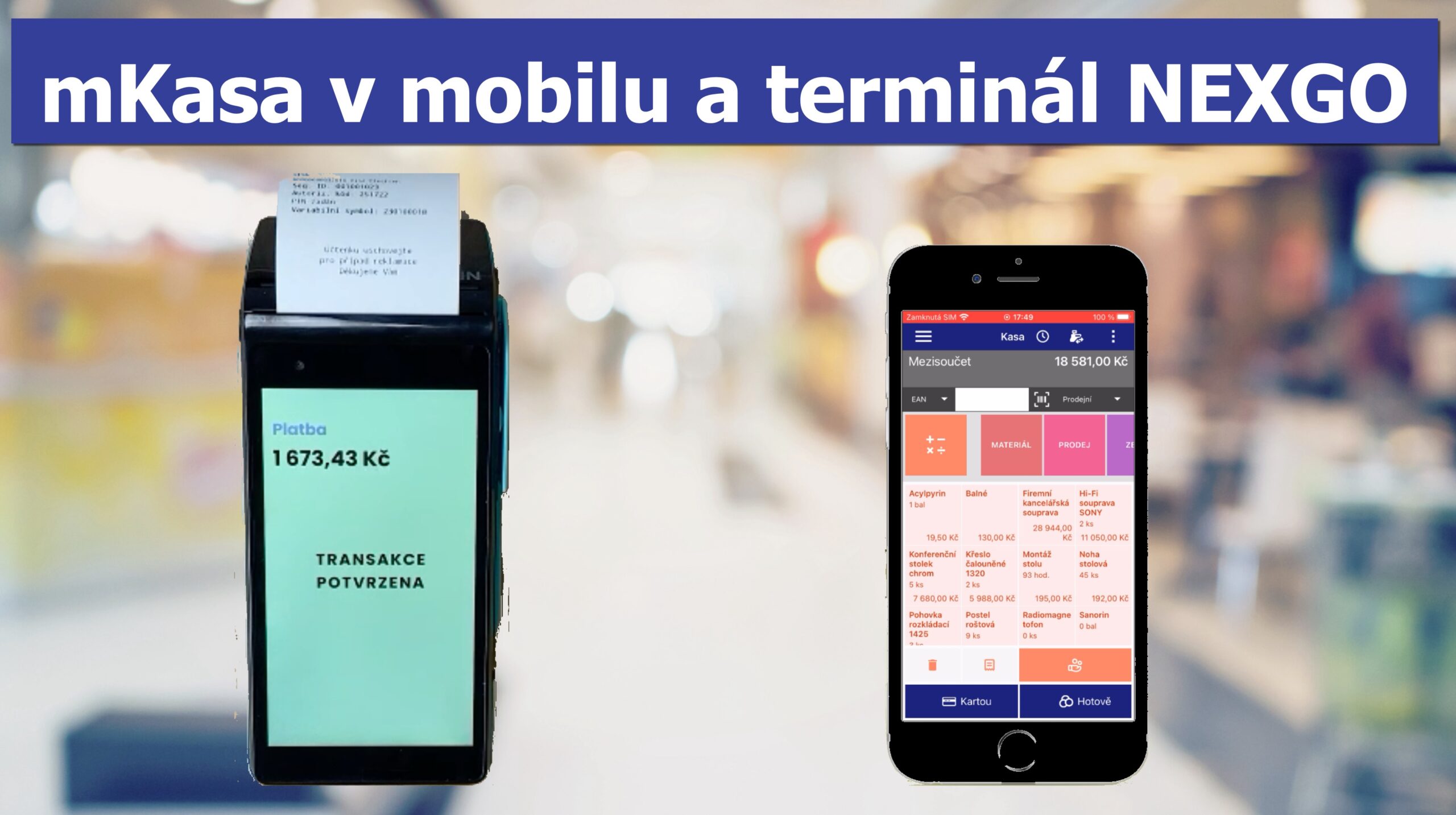 mKasa v mobilu a platební terminál NEXGO od ComGate